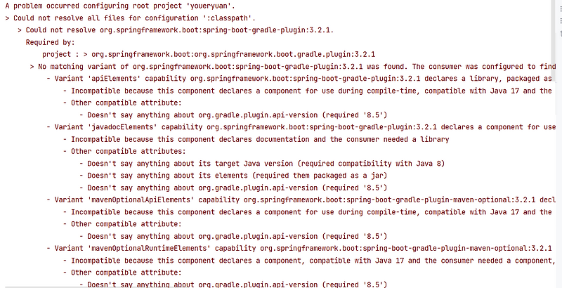 24. 01. 16. Could not resolve org.springframework.boot:spring-boot-gradle-plugin 에러