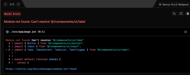 Next.js 프로젝트에서 '@/components/ui/tabs' 모듈을 찾을 수 없는 오류 해결 방법 :: Bong's Log