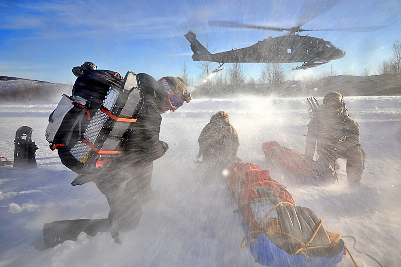 알라스카 설상에서 Arctic Medic 2025 (SOFAM 25) 북극 의료구난 훈련