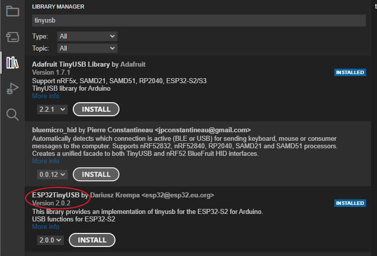ESP32-S2 USB 테스트 - TinyUSB 를 이용한 USB RAM Disk 테스트