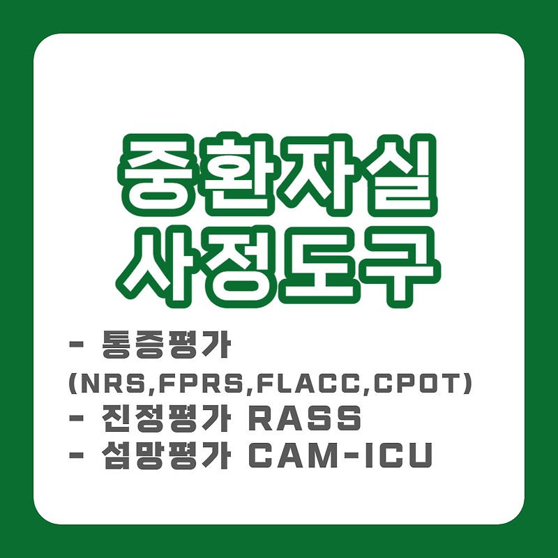 중환자실 사정도구 통증평가도구 Cpot Rass Cam Icu