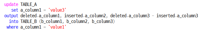 요정지니의 램프속 IT세상 :: [MSSQL] OUTPUT - UPDATE 사용 시, 변경 전/후 행 반환하기 (deleted ...