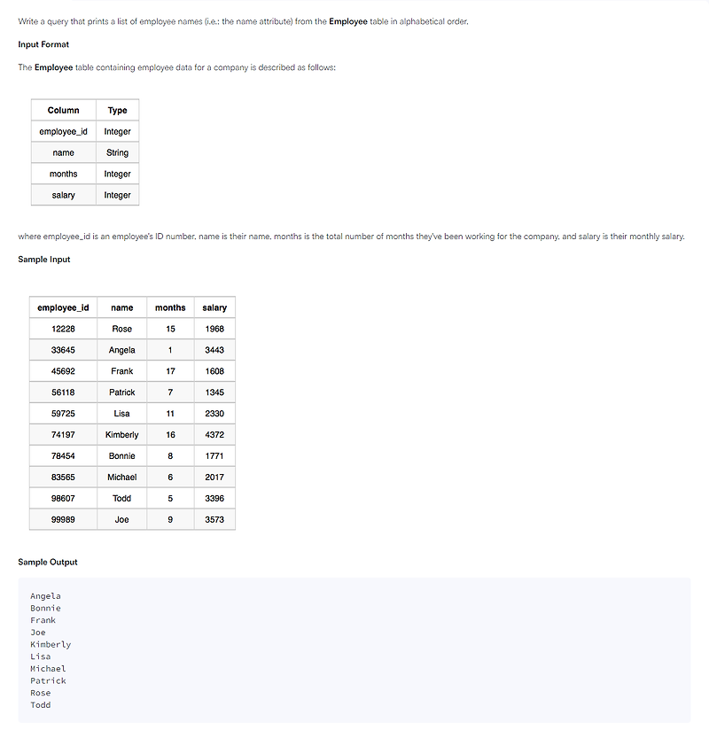 [HackerRank] Employee Names