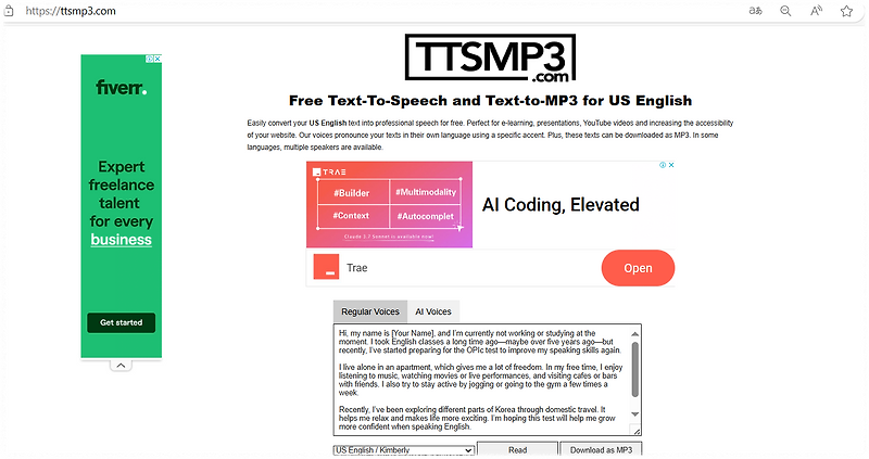 Chat GPT로 오픽(OPIc) 준비하기)_2.음성 파일 만들기