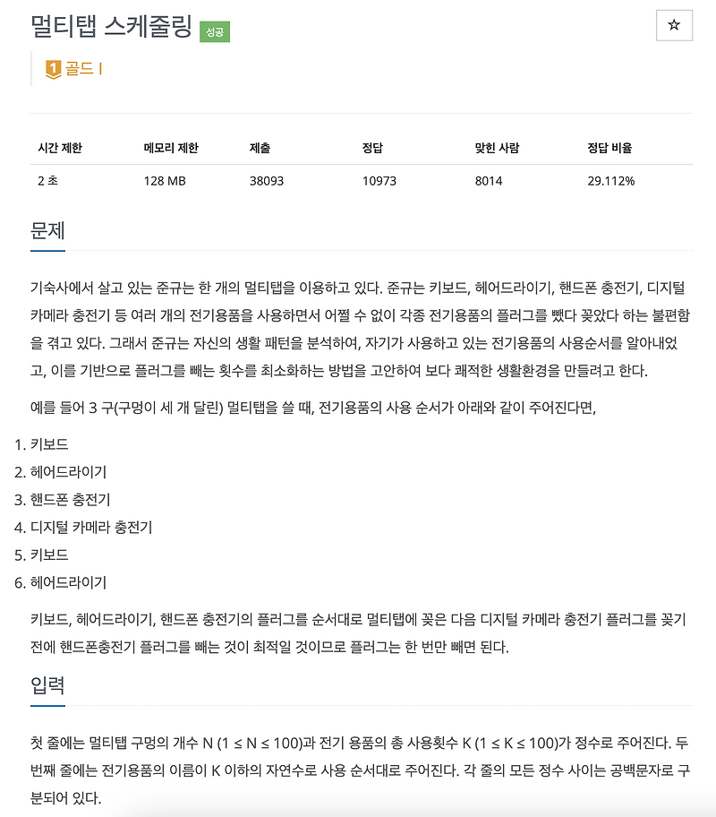 [Algorithm] 백준 - 1700번 멀티탭 스케줄링 (Swift) — Swift Library