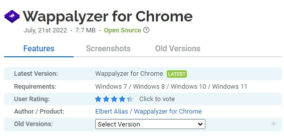 Wappalyzer for Chrome 무료 다운로드