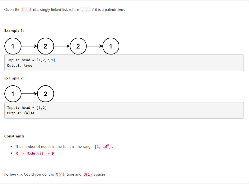 [LeetCode] - Palindrome Linked List — Devjun's Devlog