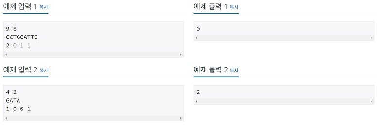 [Java]백준 #12891 DNA 비밀번호