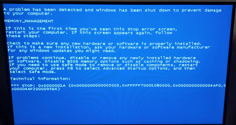A problem has been detected 원인 및 해결 방법