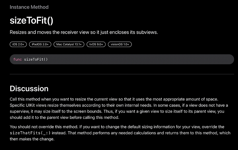 [iOS - swift] sizeToFit vs sizeThatFits 개념