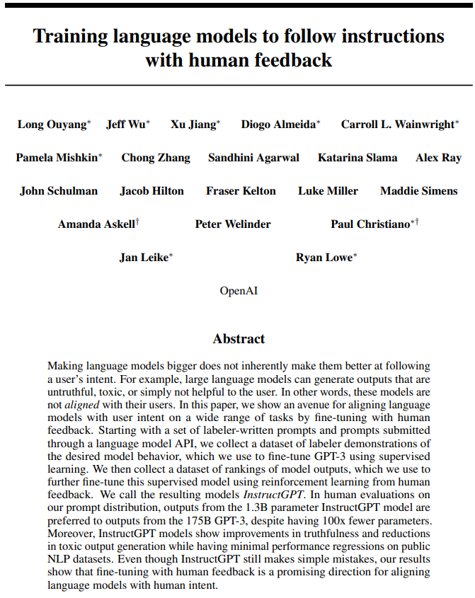 InstructGPT 논문 리뷰 Training language models to follow instructions with human fee