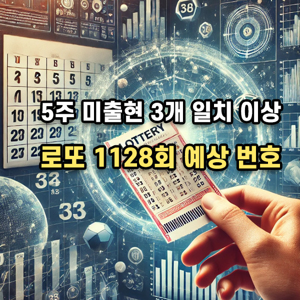 로또 1128회 당첨 예상 번호 5주 미출현 3개 일치 이상 나오는 근거 1127회 당첨번호 조합 분석