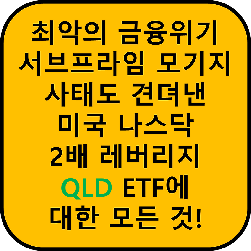 QLD ETF에 대한 설명 - 나스닥 2배 레버리지 ETF에 대한 모든 것!(feat. QLD 장기투자와 서브프라임 모기지 사태)
