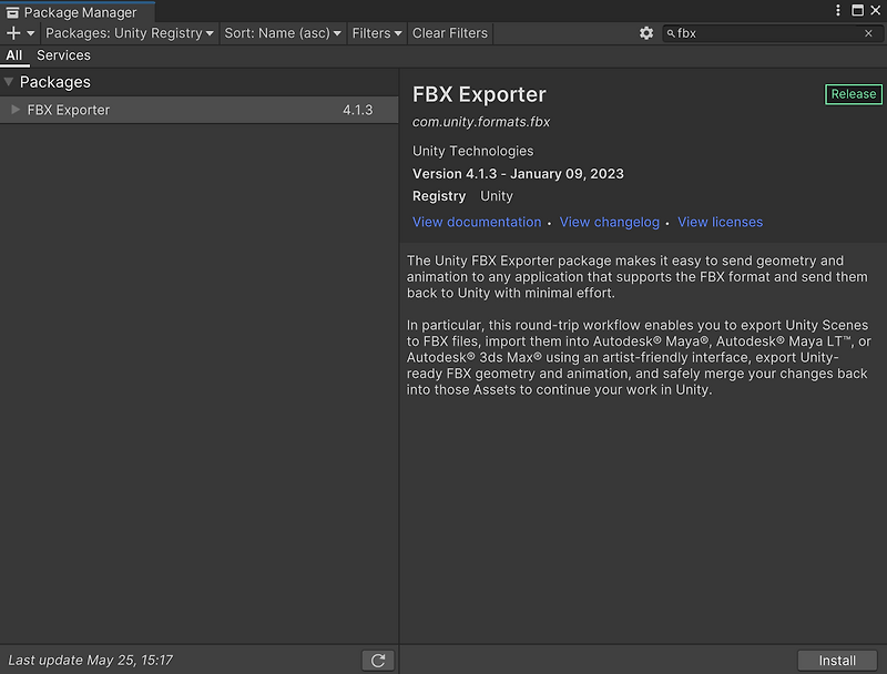 Export FBX in Unity