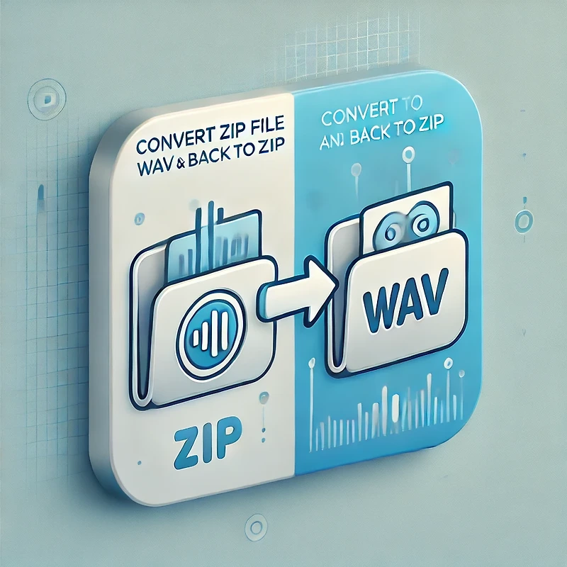 zip 파일을 wav 로 변환하고 wav 파일을 다시 zip 파일로 변환하기