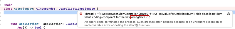 [IOS] setValue:forUndefinedKey : this class is not key value coding-compliant for the key ...