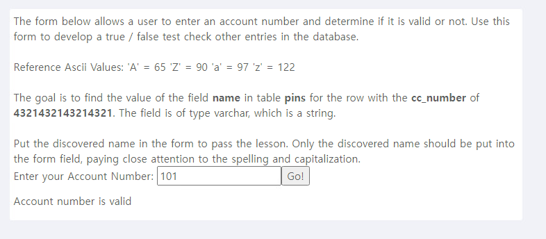 [WebGoat] Blind String SQL Injection