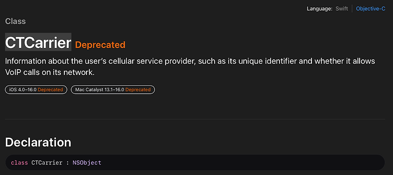 (iOS) 통신사 정보 CTCarrier Deprecated 이슈 iOS 16.4.1~
