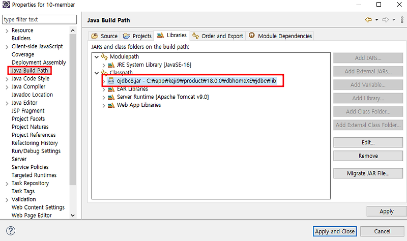 java.sql.SQLException: No suitable driver found for jdbc:oracle:thin:@localhost:1521:xe