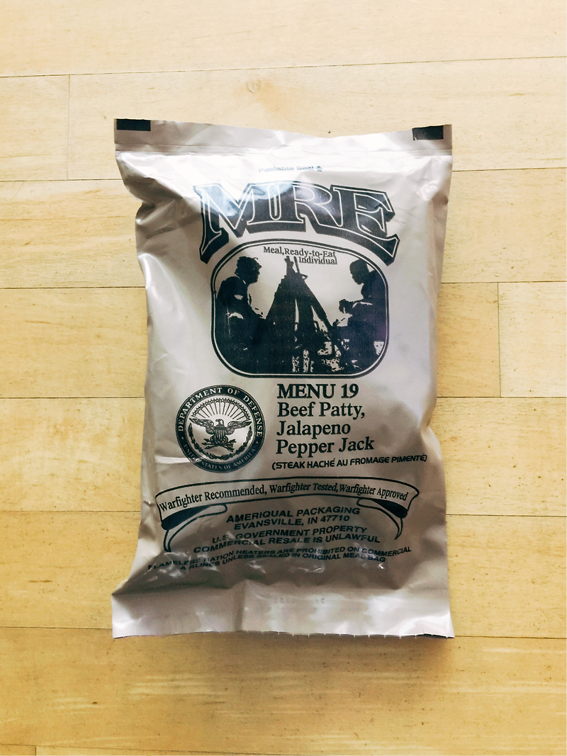 MRE MENU 19 Beef Patty, Jalapeno Pepper Jack