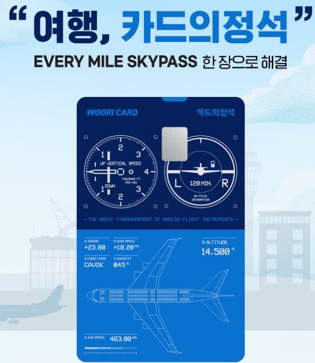 [여행꿀팁]우리카드 카드의정석 에브리마일 스카이패스(Every Mile Skypass) 연회비, 마일리지 적립, 혜택 총 정리(feat.공항 라운지)