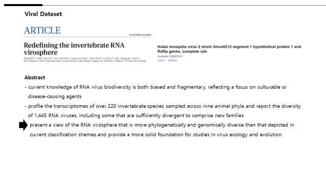 [Viral Dataset] Redefining the invertebrate RNA virosphere