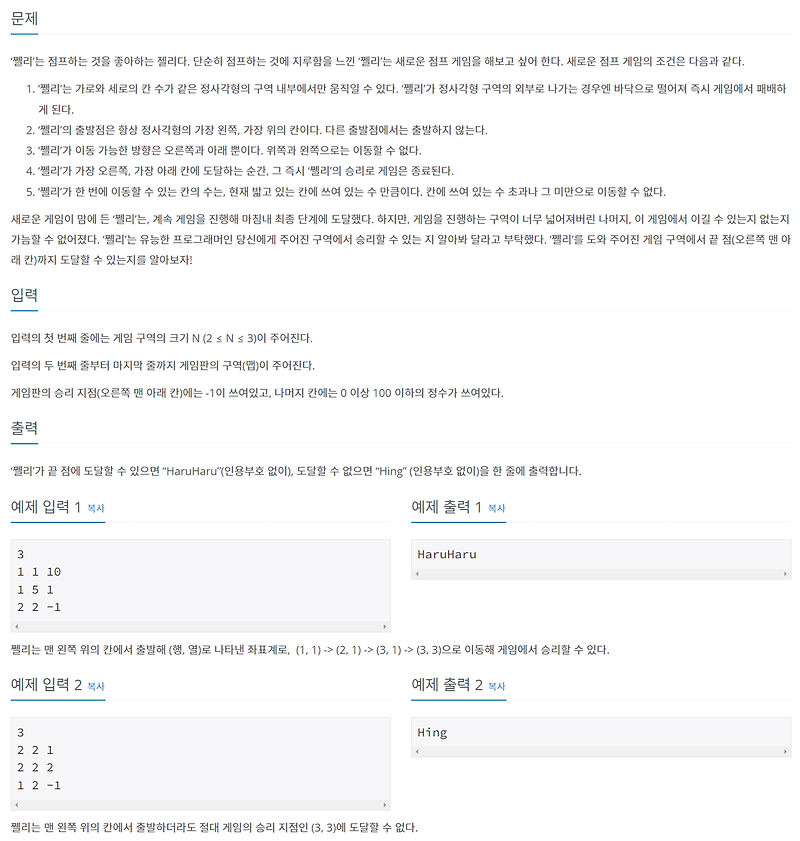 [Python] BOJ/백준 16173번 점프왕 쩰리 (Small)