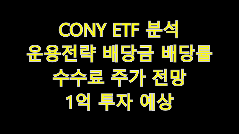 CONY ETF 분석 운용전략 배당금 배당률 수수료 주가 전망 1억 투자 예상