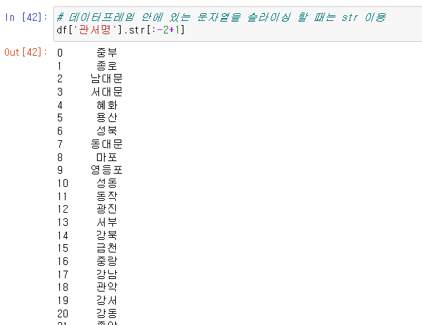 [pandas] 판다스에서 문자열 슬라이싱 And 시리즈를 데이터프레임 Or 리스트로 만들기