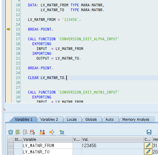 MATNR 필드 CONVERSION EXIT INPUT 주의사항