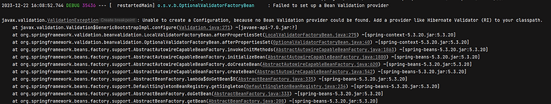 [에러]unable To Create A Configuration Because No Bean Validation Provider Could Be Found Add A