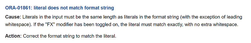 [Oracle] ORA-01861 : 리터럴이 형식 문자열과 일치하지 않음