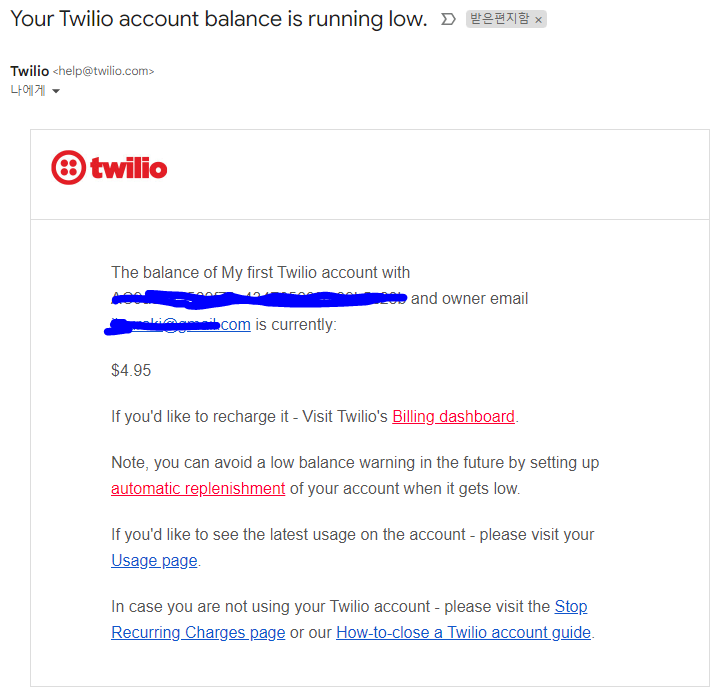 [Python] Twilio SMS 유료 결제하기