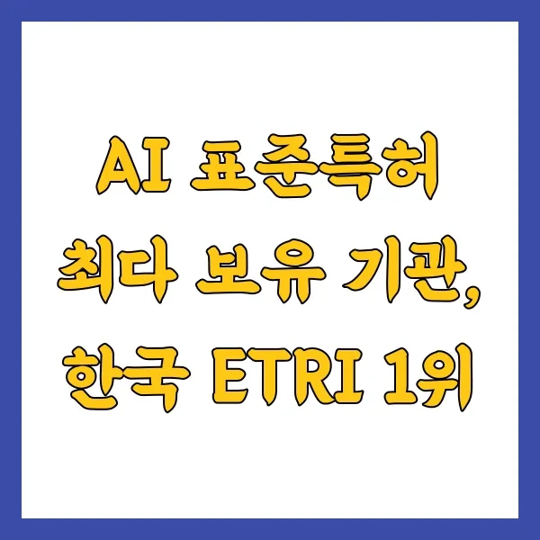 AI 표준특허 최다 보유 기관, 한국 ETRI 1위