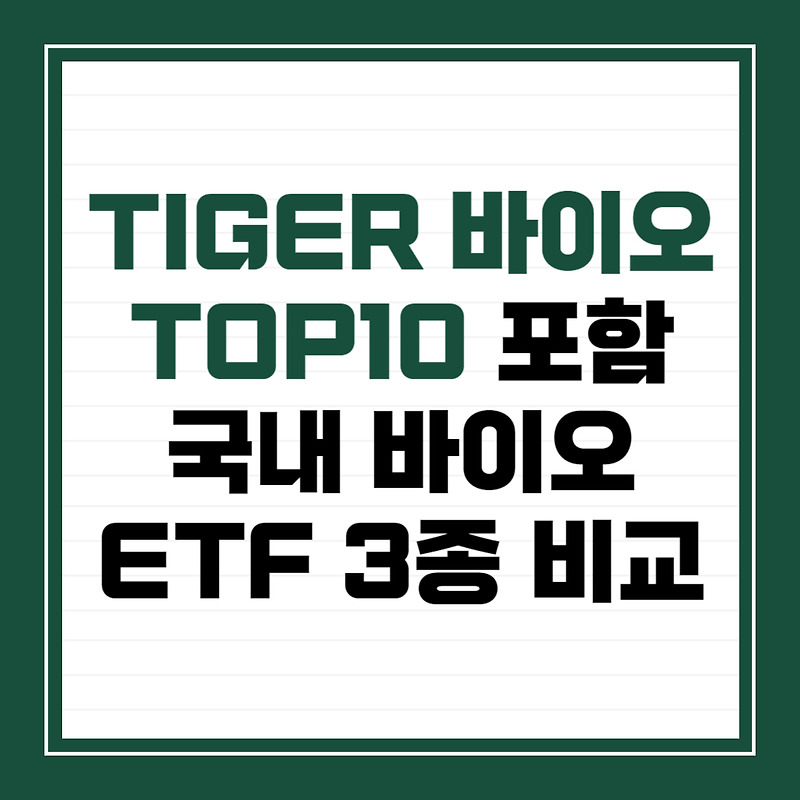 TIGER 바이오TOP10 포함 국내 바이오 ETF 3종 비교 분석