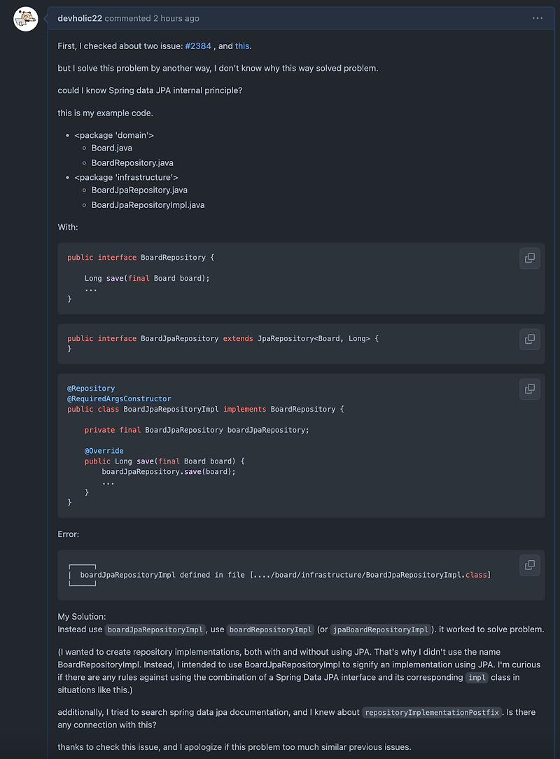 [Spring Data JPA] 스프링 데이터 JPA 구현체를 작성할 때 주의할 점! (feat. 순환 참조) — 안되면 될 때 까지
