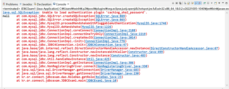 java.sql.SQLException: Unable to load authentication plugin 'caching_sha2_password'. :: jihyeon의 ...