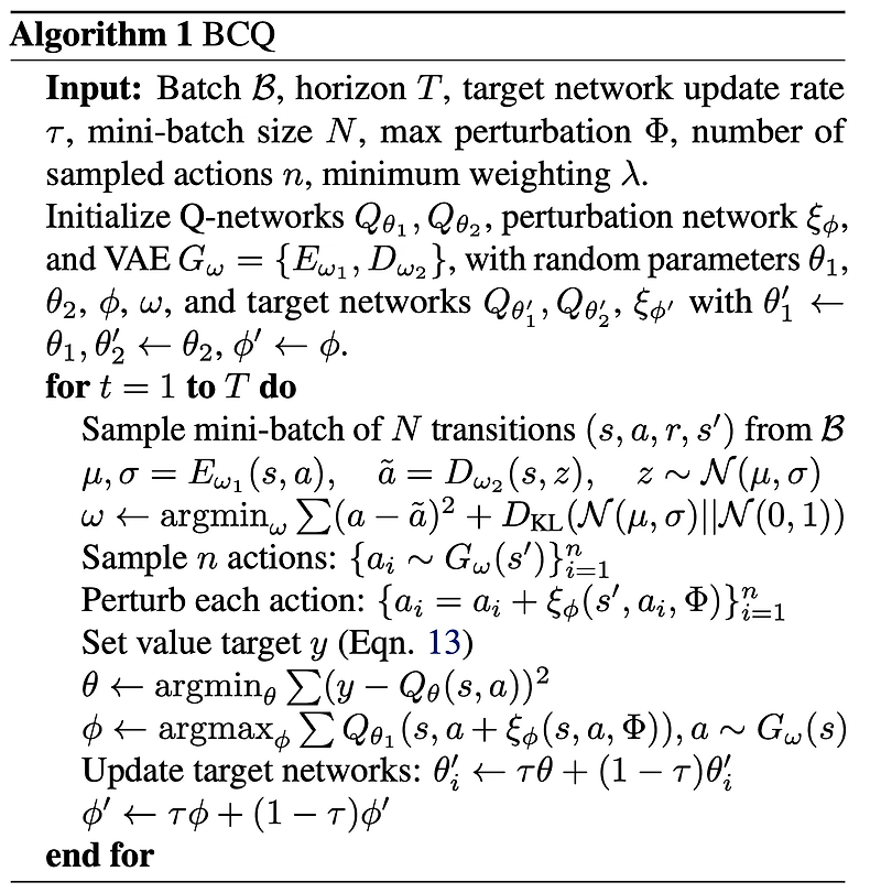 Batch Constrained Q-Learning (BCQ)