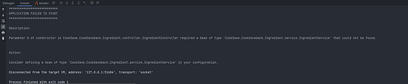 Parameter 0 of constructor in { } required a bean of type { } that could not be found.