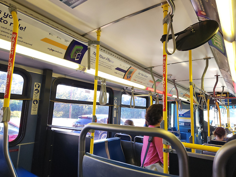 포틀랜드 버스와 학교서 파는 피자