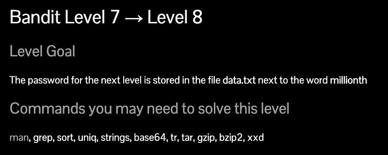 [2024/bandit] bandit level7 -> level8 Write-up — 너드인의 밤
