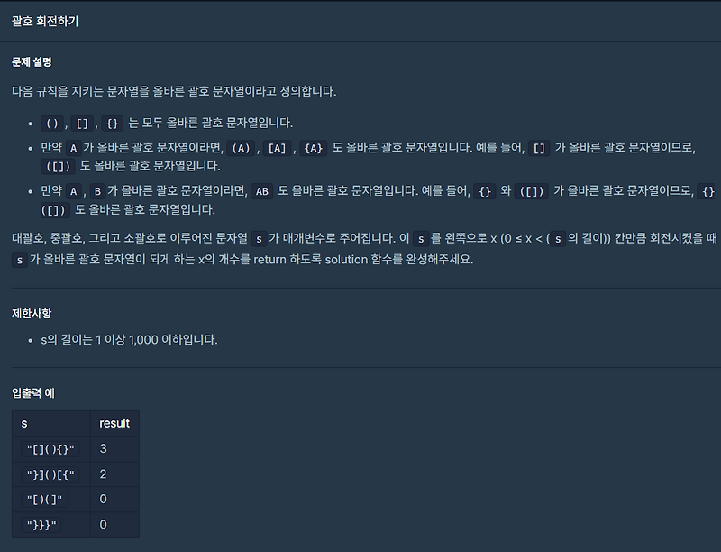 프로그래머스 lv2 괄호회전하기 자바(Java) Stack활용/ 올바른 괄호문제