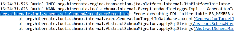 org.hibernate.tool.schema.spi.CommandAcceptanceException