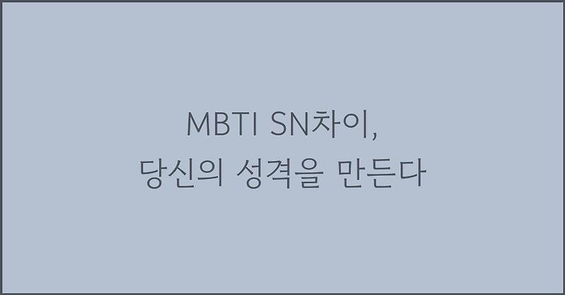 MBTI SN차이, 당신의 성격을 만든다