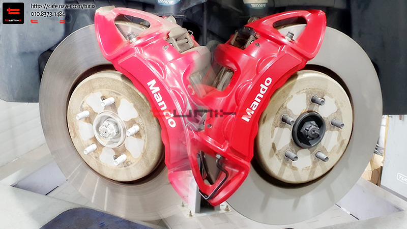브레이크잡을때 핸들떨림 - 스타일리쉬 만도6p 380mm디스크 연마 베라크루즈 ( 대구브레이크튜닝 튜닉스 )