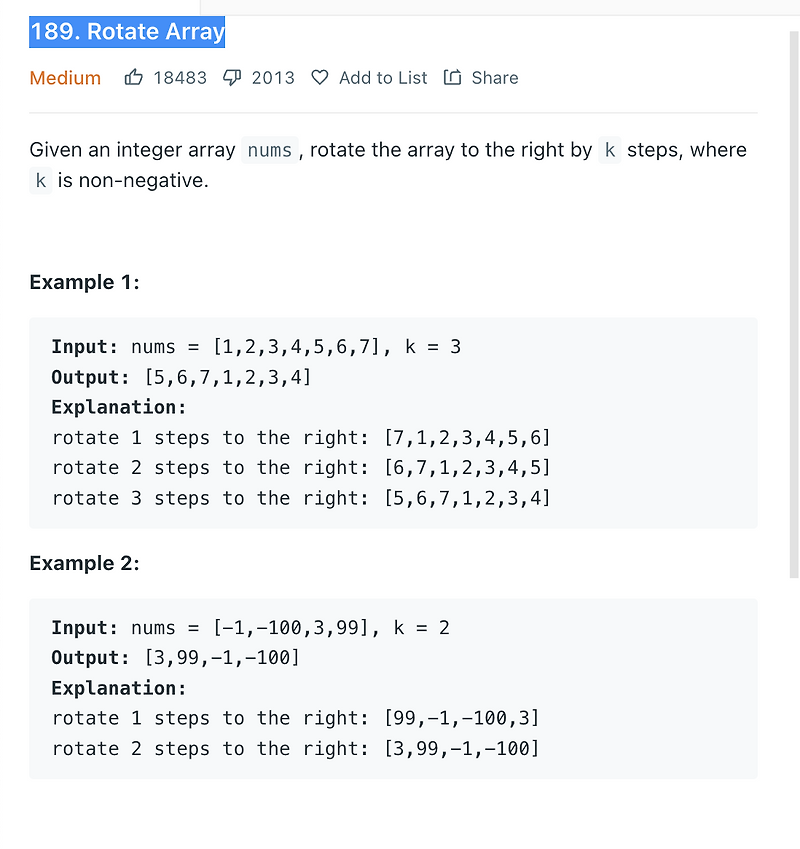 leet code 189. Rotate Array (javascript)