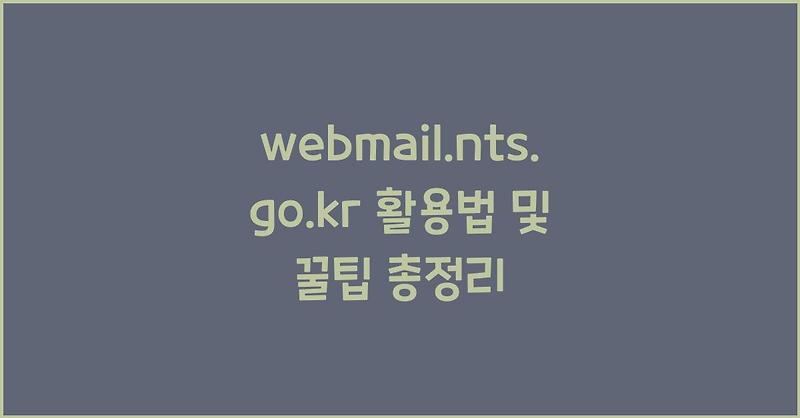 webmail.nts.go.kr 활용법 및 꿀팁 총정리