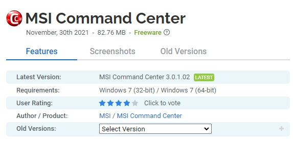 MSI Command Center 무료 다운로드