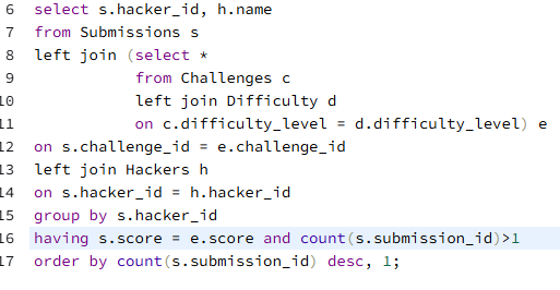 [HackerRank] SQL / Basic Join / Medium / Top Competitors
