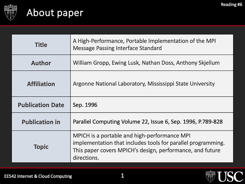 (Reading 06) A High-Performance, Portable Implementation of the MPI Message Passing Interface ...